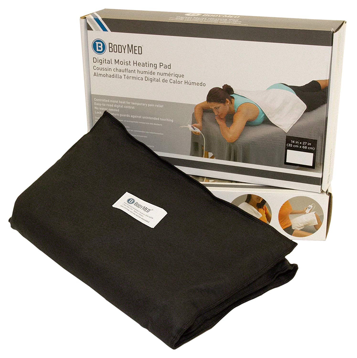BodyMed® 14" x 27" Black Digital Electric Moist Heating Pad | Active ...